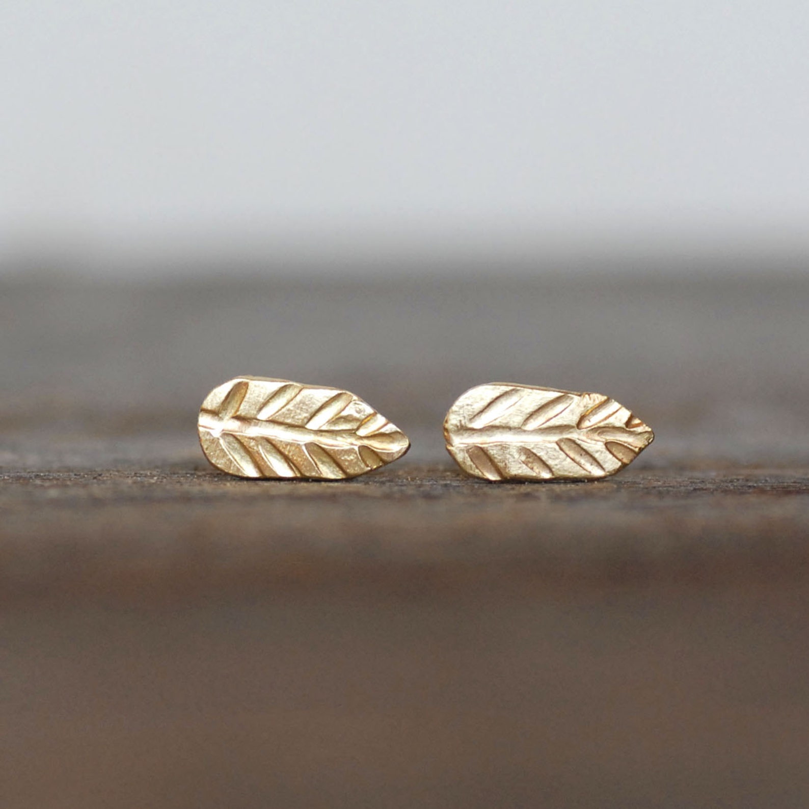 Tiny Gold Leaf Post Earrings Simple Gold Leaf Earrings | Etsy
