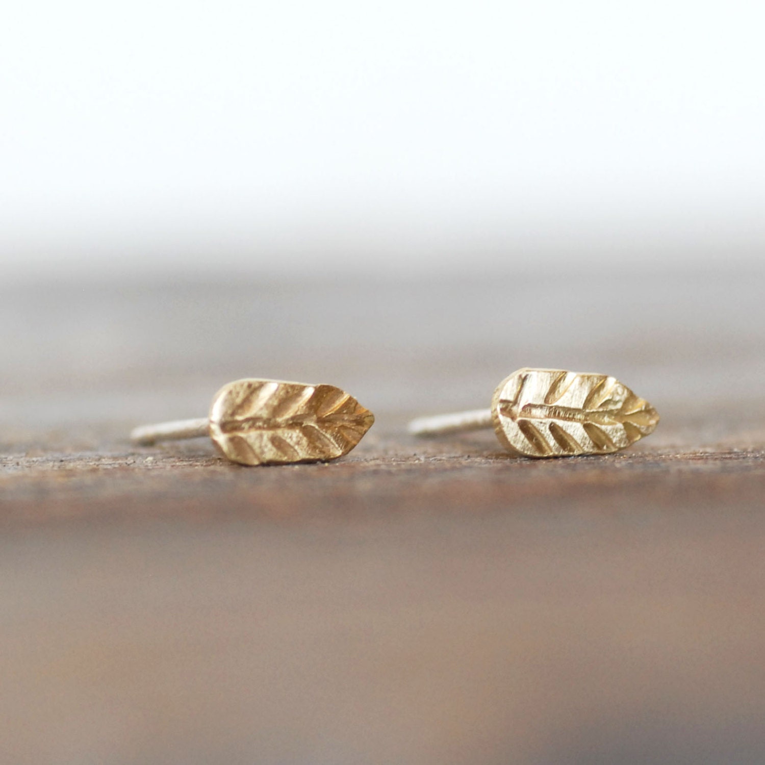 Tiny Gold Leaf Post Earrings Simple Gold Leaf Earrings | Etsy