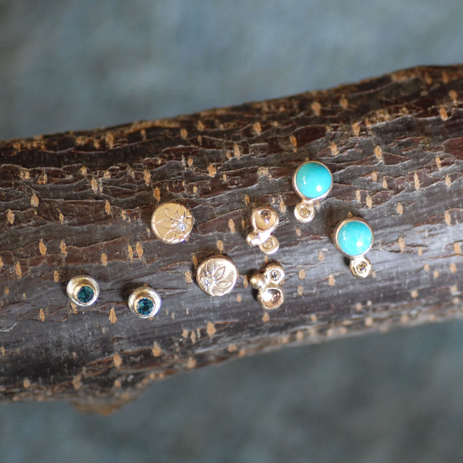 Turquoise Diamond Post Earrings 6mm Turquoise Posts Choose - Etsy