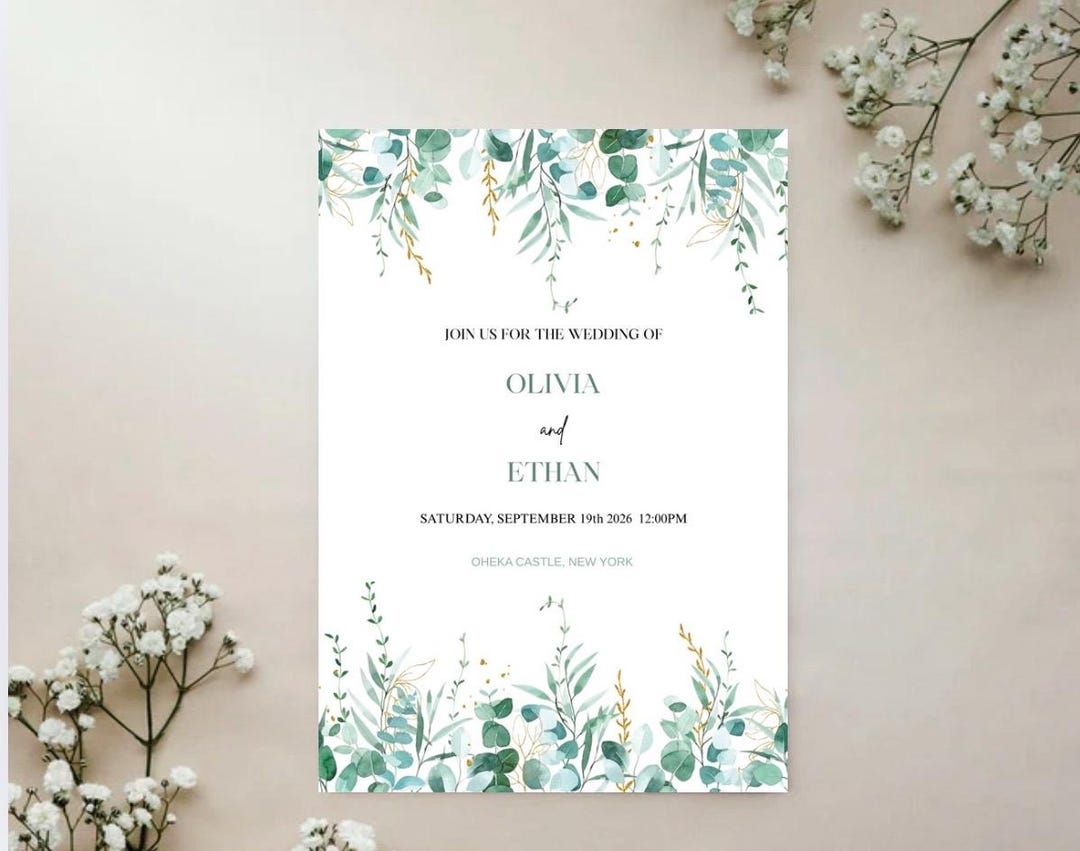 Green Wedding Invitation Design - Etsy
