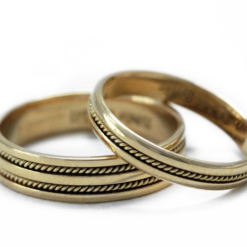 Gold Filigree Wedding Ring Sets Braided Bands wedding Band - Etsy