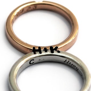 Initials Matching Set Promise Ring in Rose Gold, Heart Wedding and ...