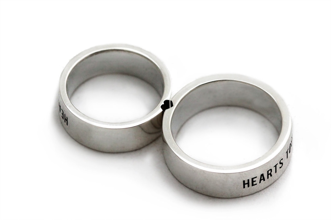 Personalized-hearts Together Matching Ring Set, Couples Ring Set ...