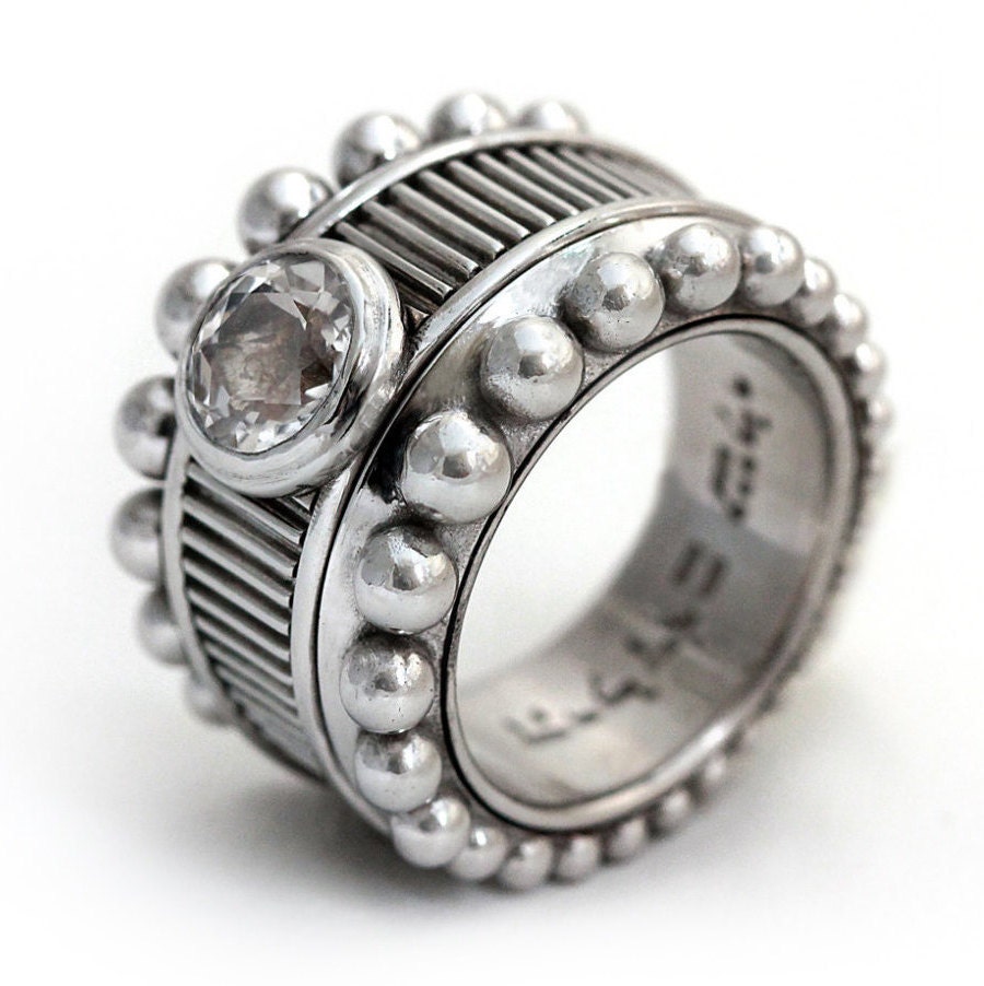 Big cocktail statement ring natural white topaz engagement | Etsy