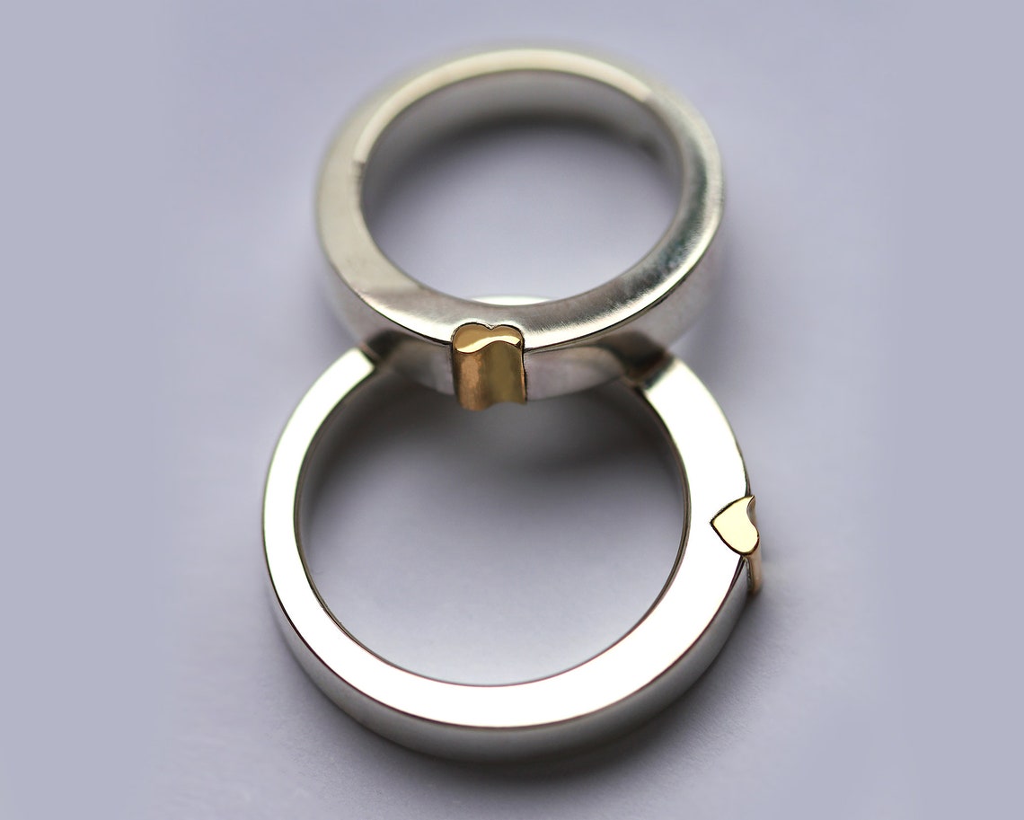 Magnet Split Heart Ring Set His and Her Promise Ring - Etsy