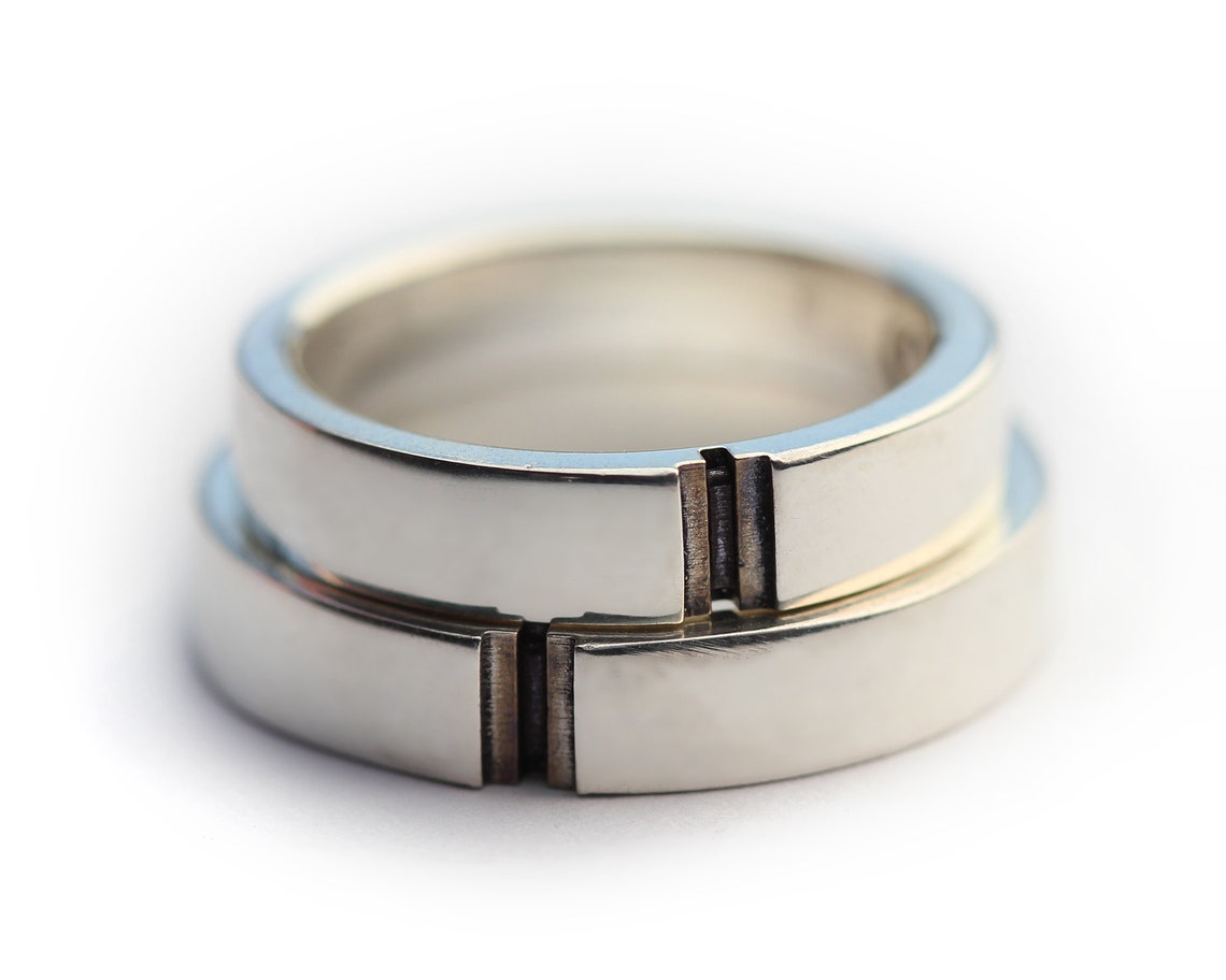 Cross Ring Wedding Ring Set Matching Rings Mens Wedding - Etsy