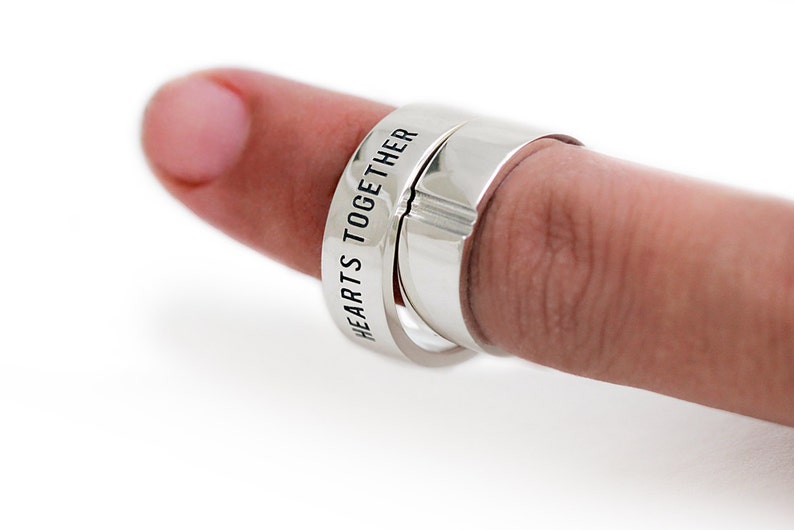 Personalized-Hearts together matching ring set Couples Ring | Etsy