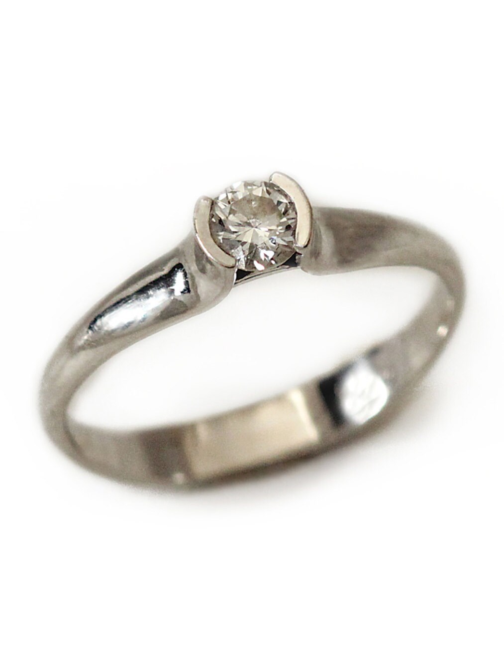 Center Stone Diamond Engagement Ring-14k White Gold Engagement - Etsy