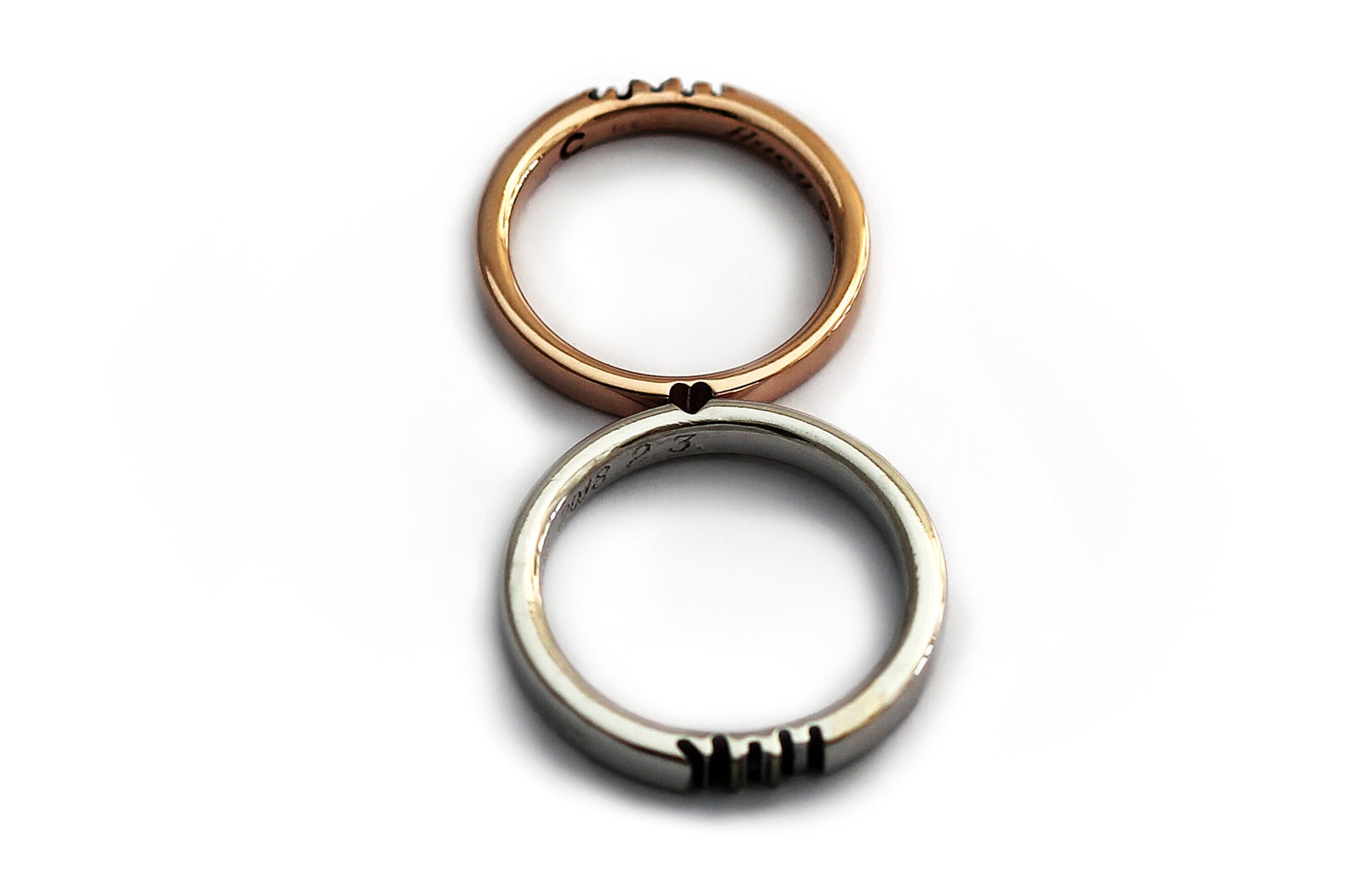 Initials Matching Set Promise Ring in Rose Gold Heart Wedding - Etsy