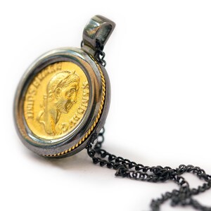 Mens Necklace - Mens Jewelry - Coin Pendant -black Jewelry-sterling ...