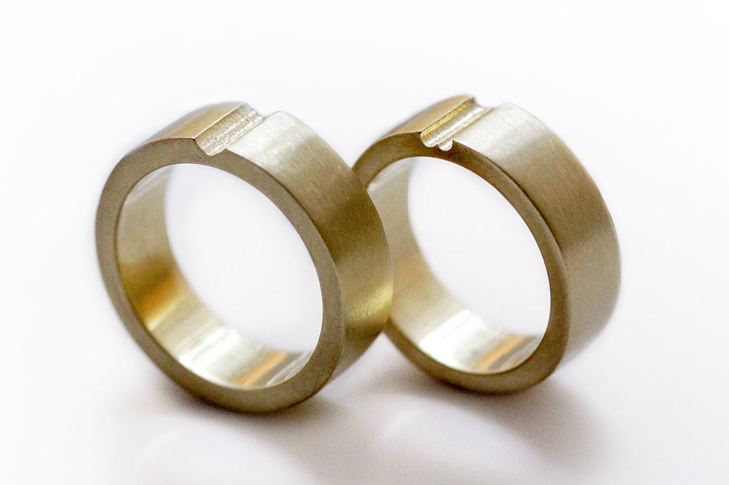 Gold Heart Rings, Mens Wedding Band, Wedding Ring Set, Couples Ring ...