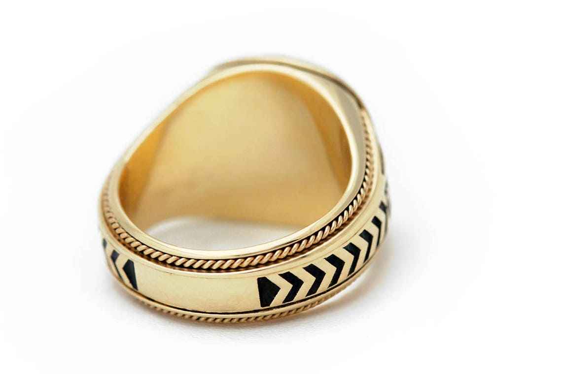 Gold Signet Ring Men Custom Engraved Signet Ring Monogram | Etsy