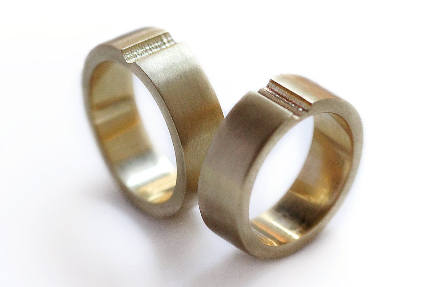 Gold Heart Rings Mens Wedding Band Wedding Ring Set Couples - Etsy