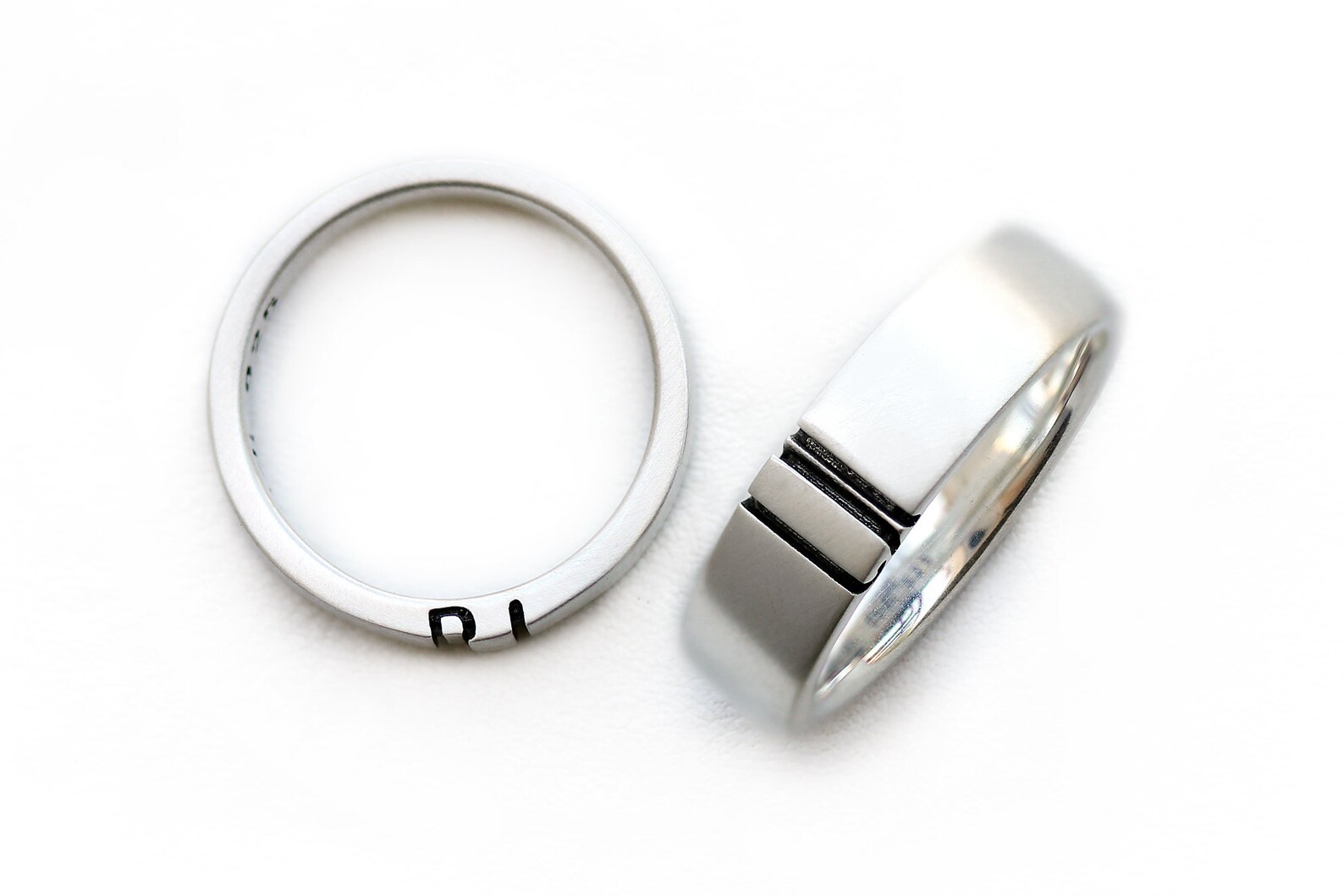 Initial Couple Rings His and Her Set of Two Rings 2 Unique - Etsy