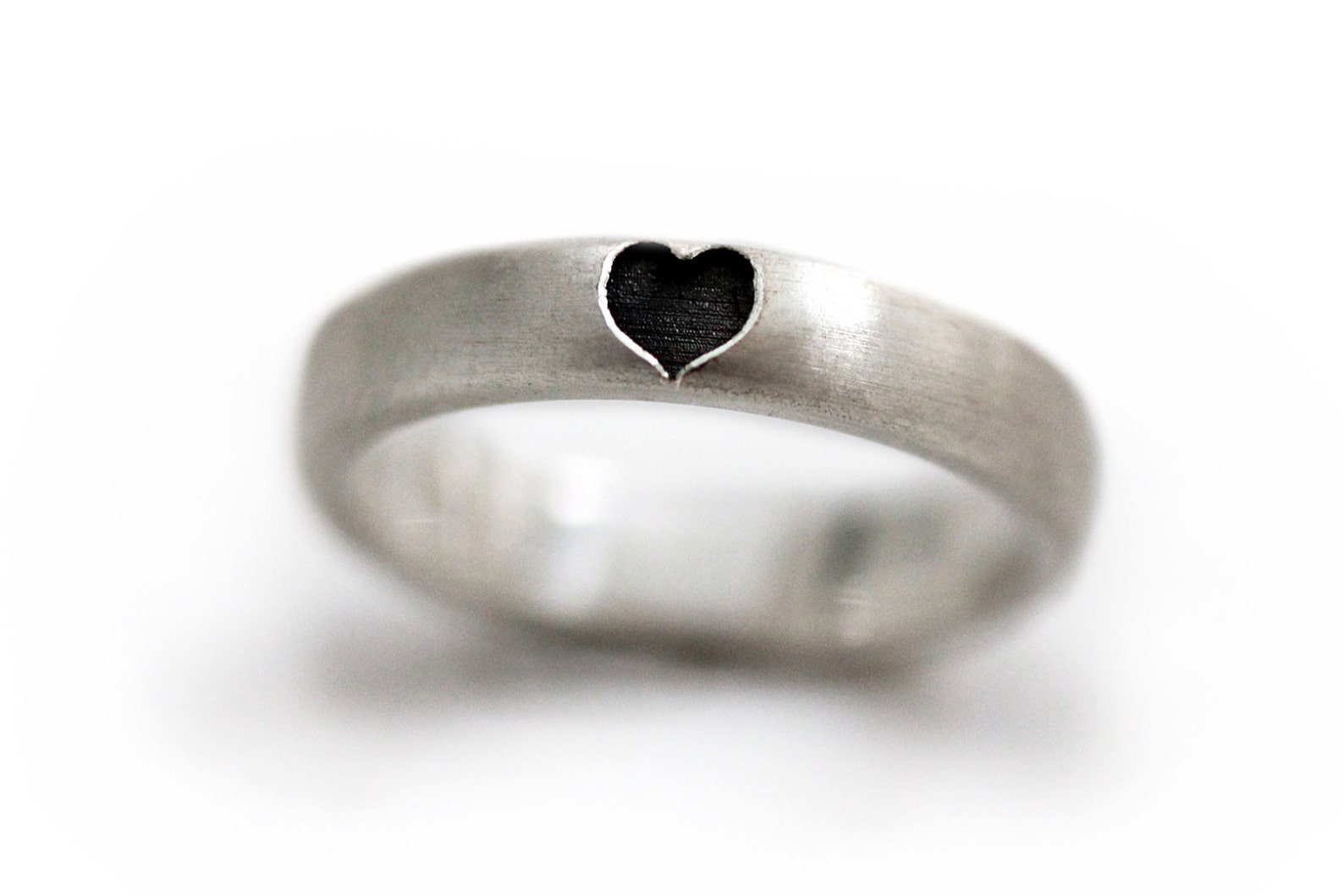 Silver Love Ring, Heart Band Ring, Unique Gift , Heart Ring, Promise ...