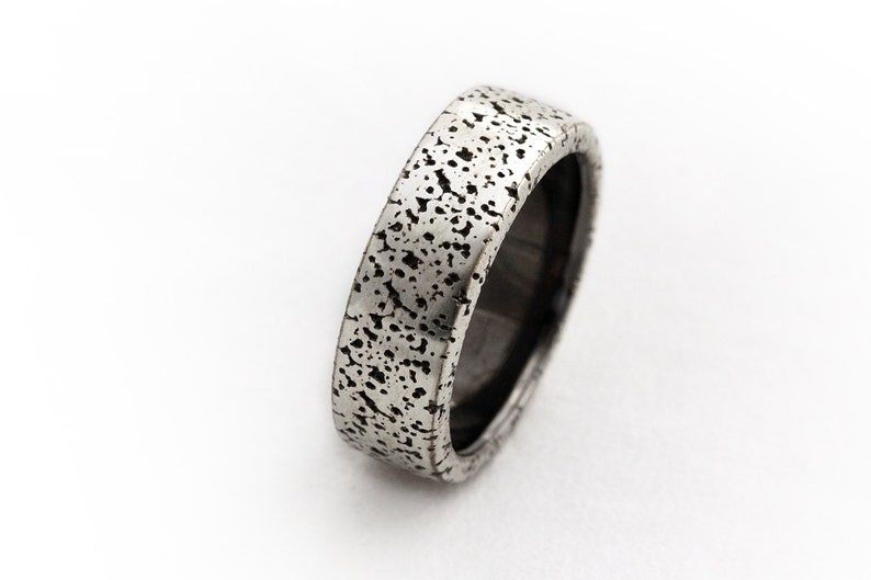 Mens Rustic Wedding Band Unique Ring for Men Mens Silver | Etsy