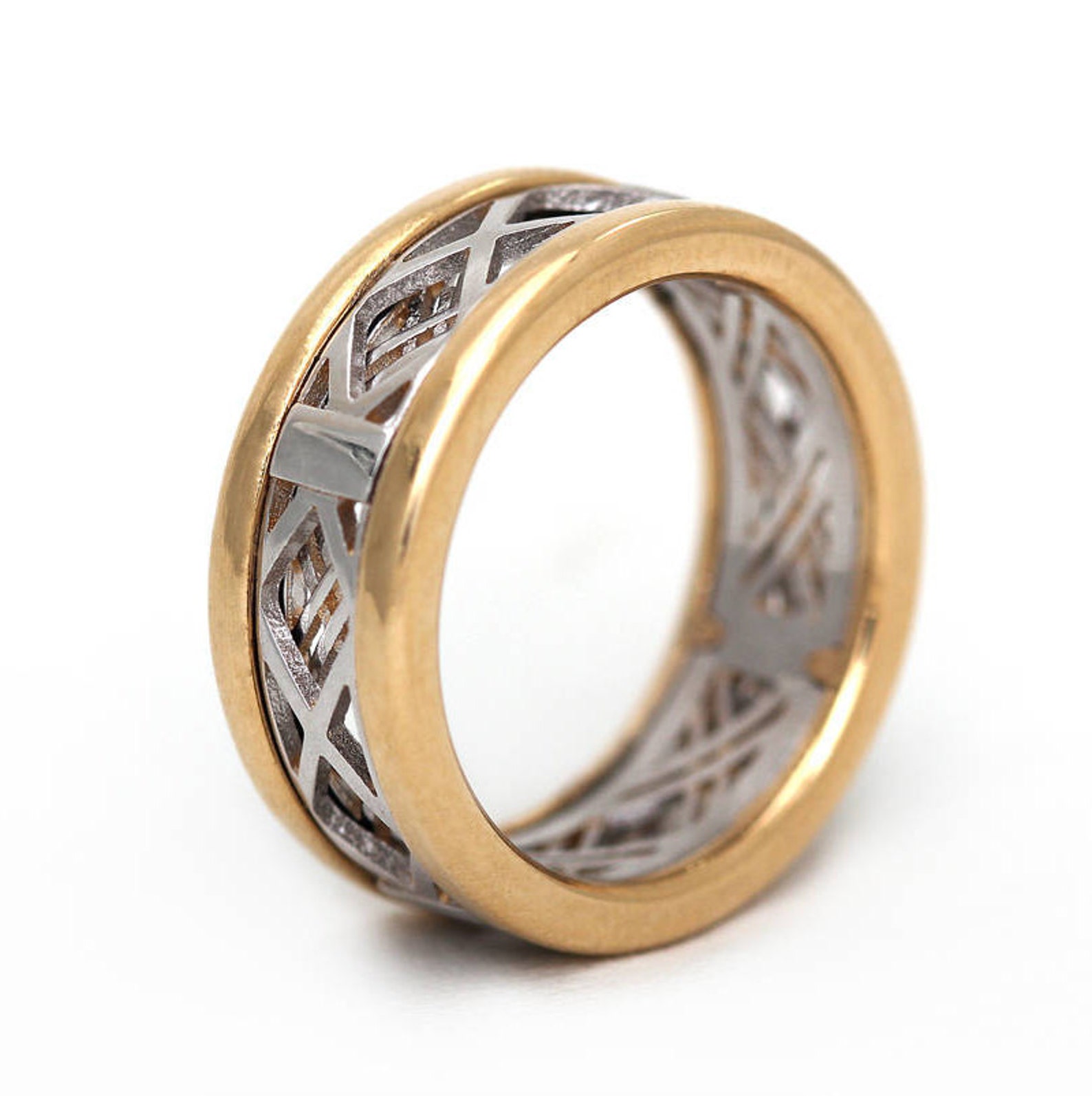 Custom Promise Ring Him Her Unique Grid Man's Wedding - Etsy