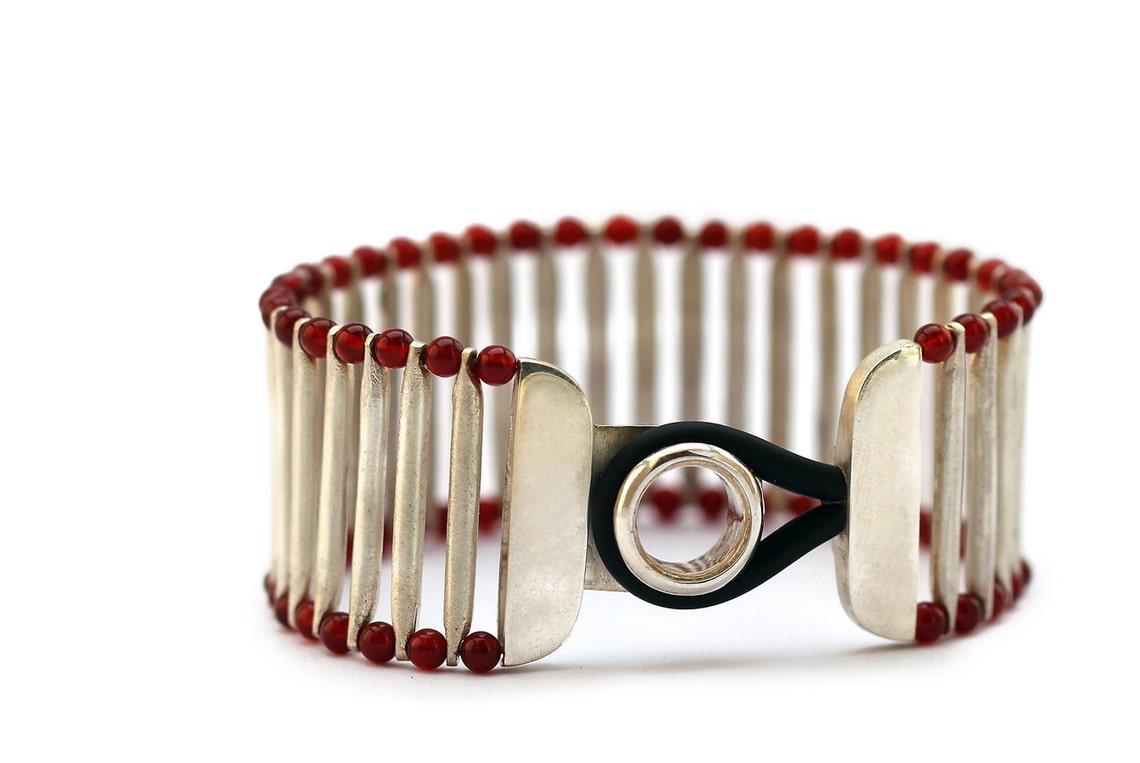 Elegant Red Bracelet for Woman in Sterling Silver, Agate Jewelry - Etsy
