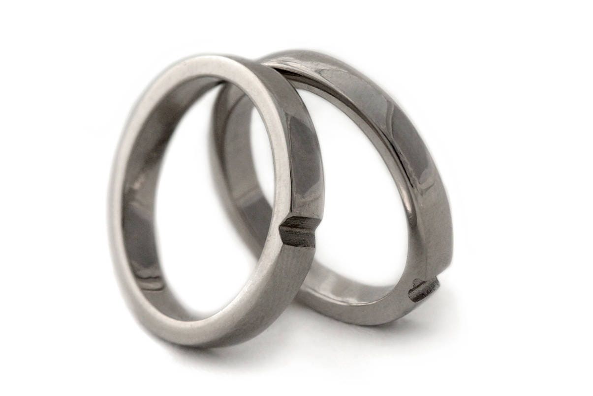 Heart Matching Wedding Bands Platinum Wedding Ring Sets | Etsy