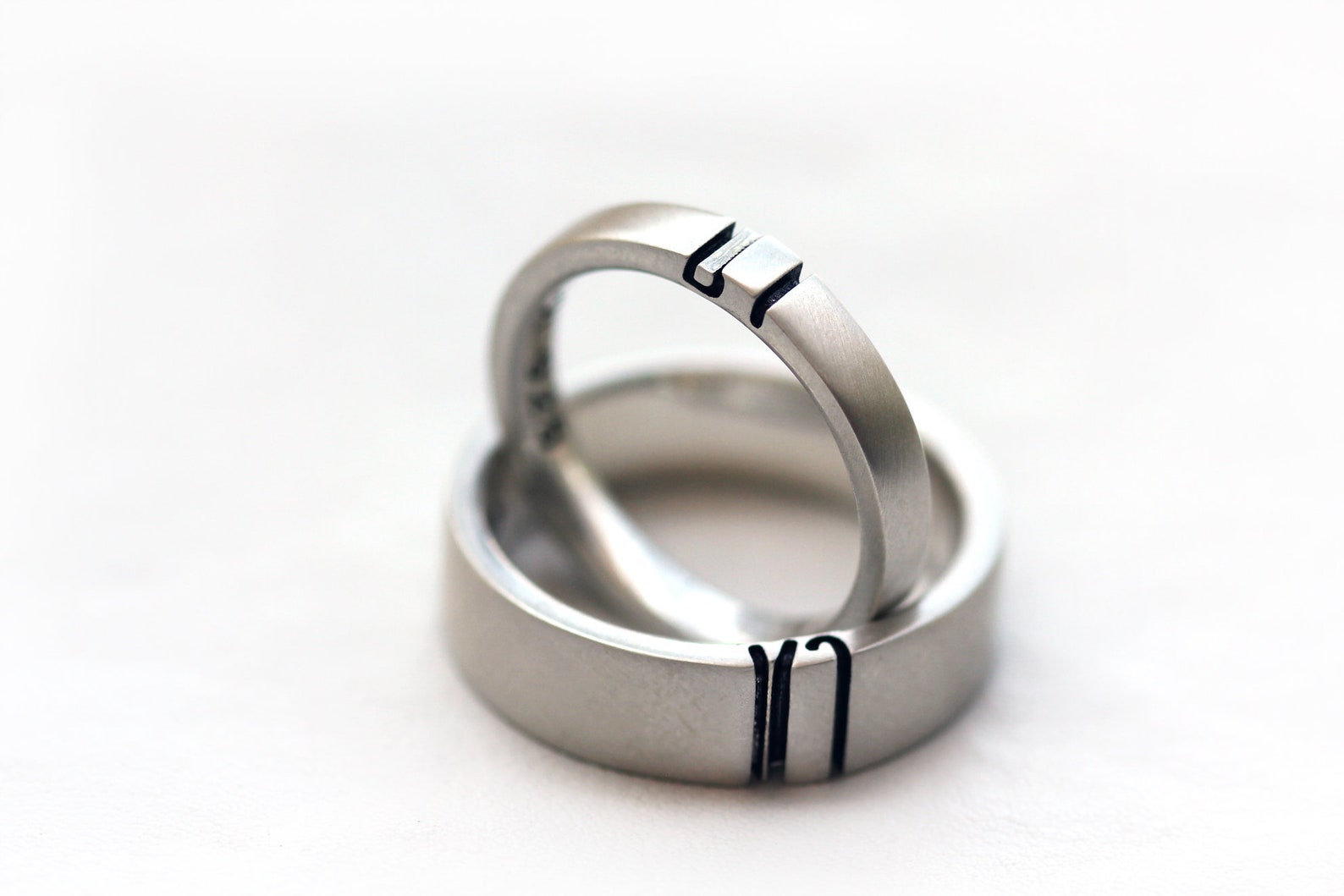 Initial Couple Rings His and Her Set of Two Rings 2 Unique - Etsy