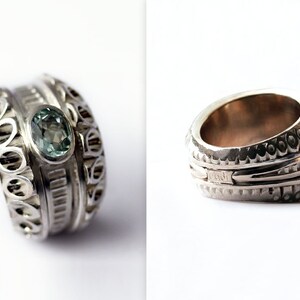 Large Statement Rings Big Cocktail Ring With (green) Aquamarine Stone ...