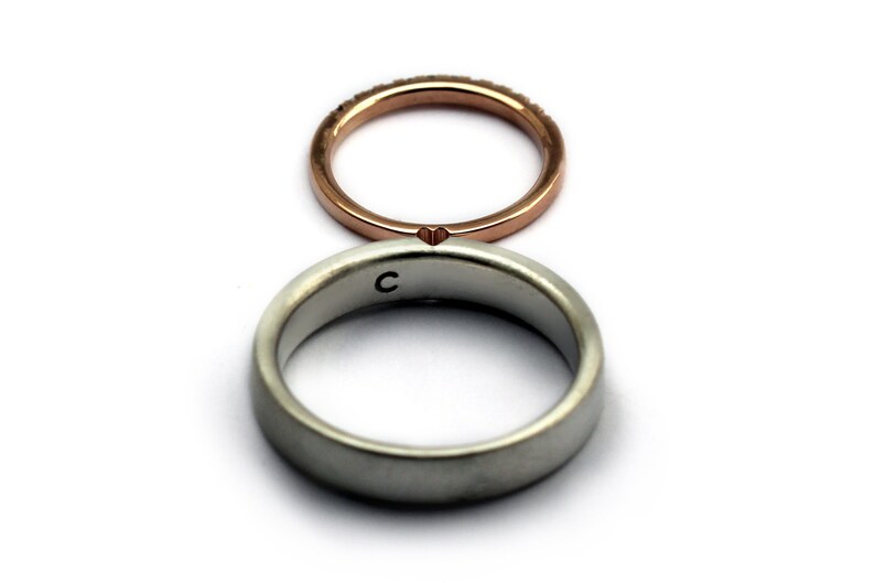 Mixed Metal Wedding Bands Set His and Hers Unique Matching | Etsy