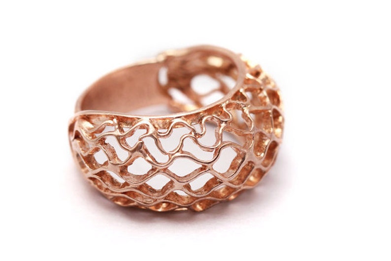 Rose gold 14k ring Rose gold engagement ring Unique modern | Etsy