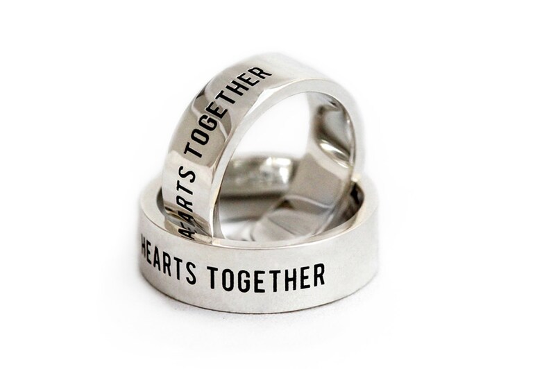 Personalized-Hearts together matching ring set Couples Ring | Etsy