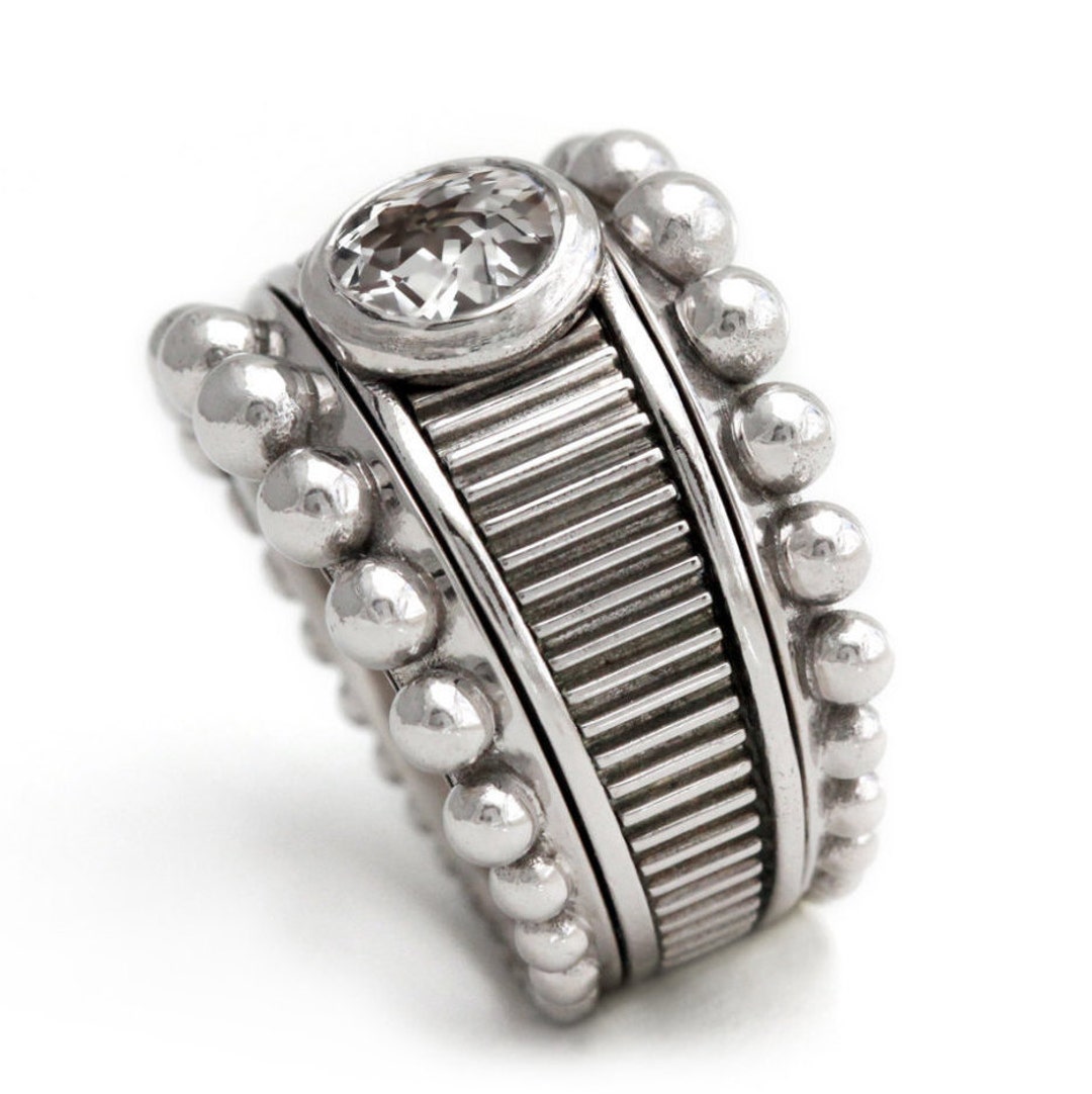 Big Cocktail Statement Ring, Natural White Topaz Engagement Ring ...