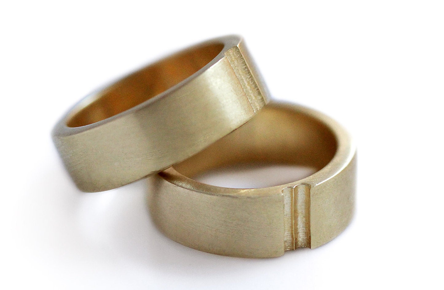 Gold Heart Rings Mens Wedding Band Wedding Ring Set Couples - Etsy