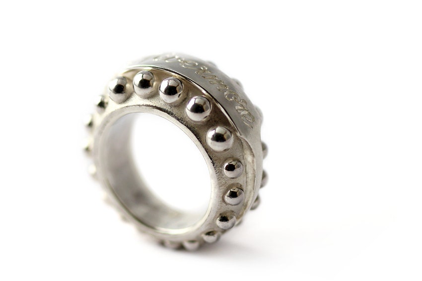 Personalized Text Silver Ring With an Urban Lookwide - Etsy