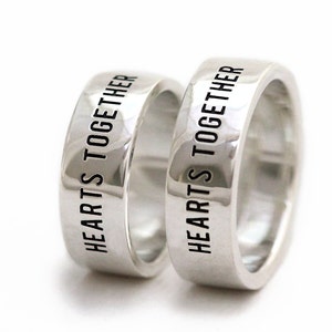 Personalized-hearts Together Matching Ring Set, Couples Ring Set ...
