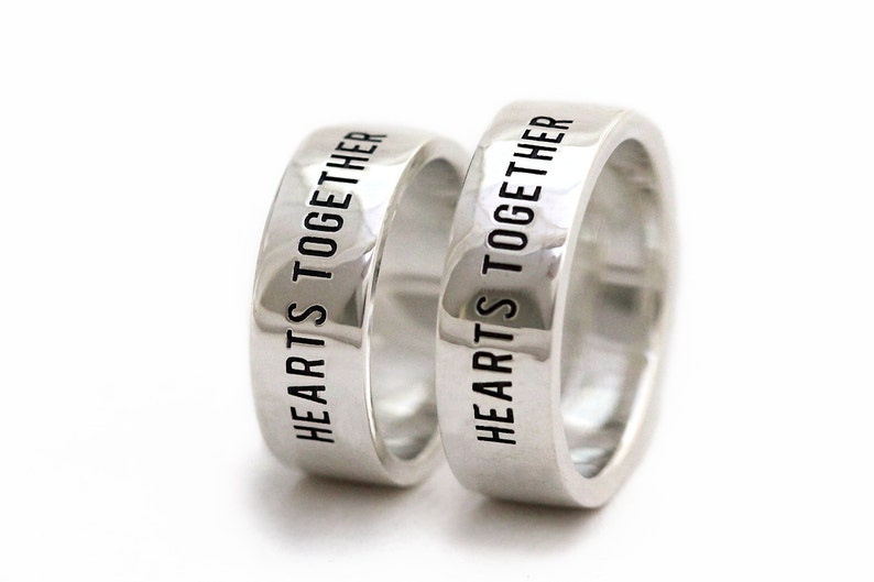 Personalized-Hearts together matching ring set Couples Ring | Etsy