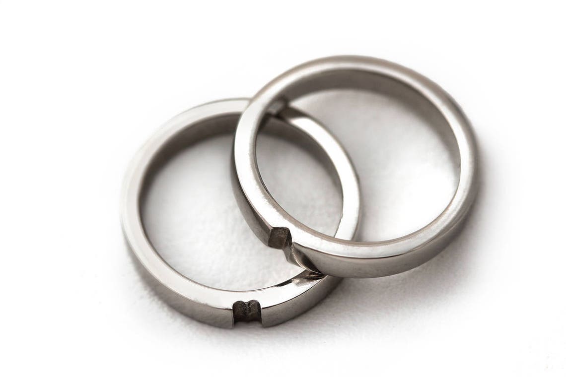 Heart Matching Wedding Bands Platinum Wedding Ring Sets | Etsy