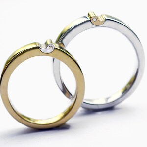 Yin Yang Couple Rings, His and Hers Matching Wedding Bands, Gold, Yoga ...