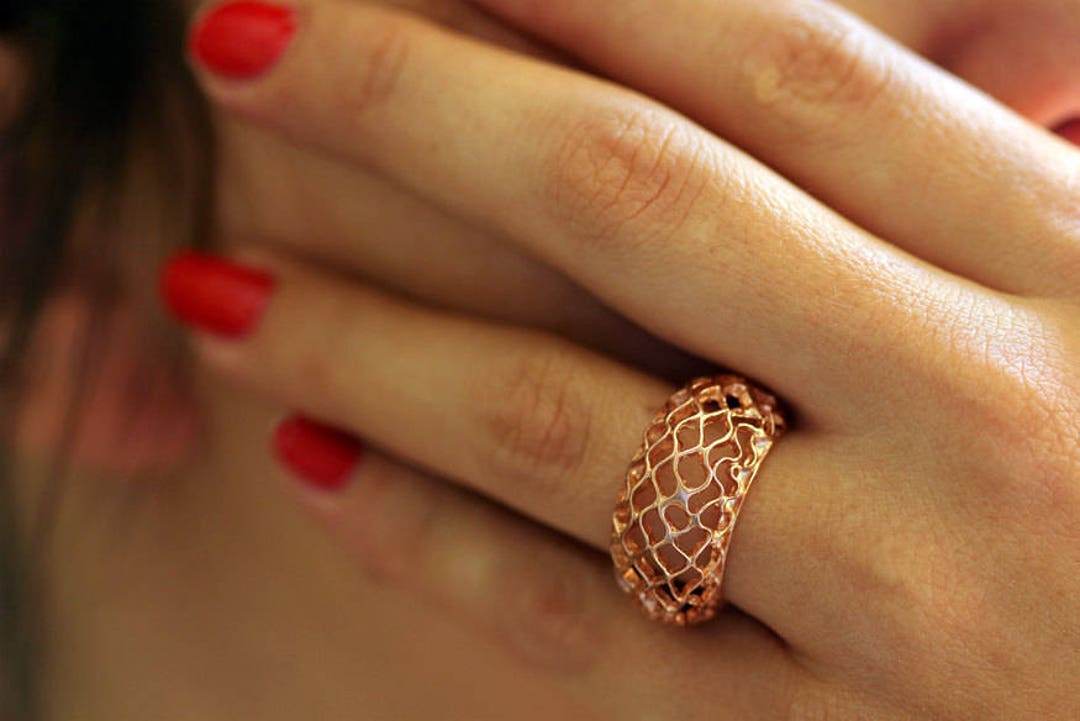 Rose Gold 14k Ring, Rose Gold Engagement Ring, Unique Modern Handmade ...