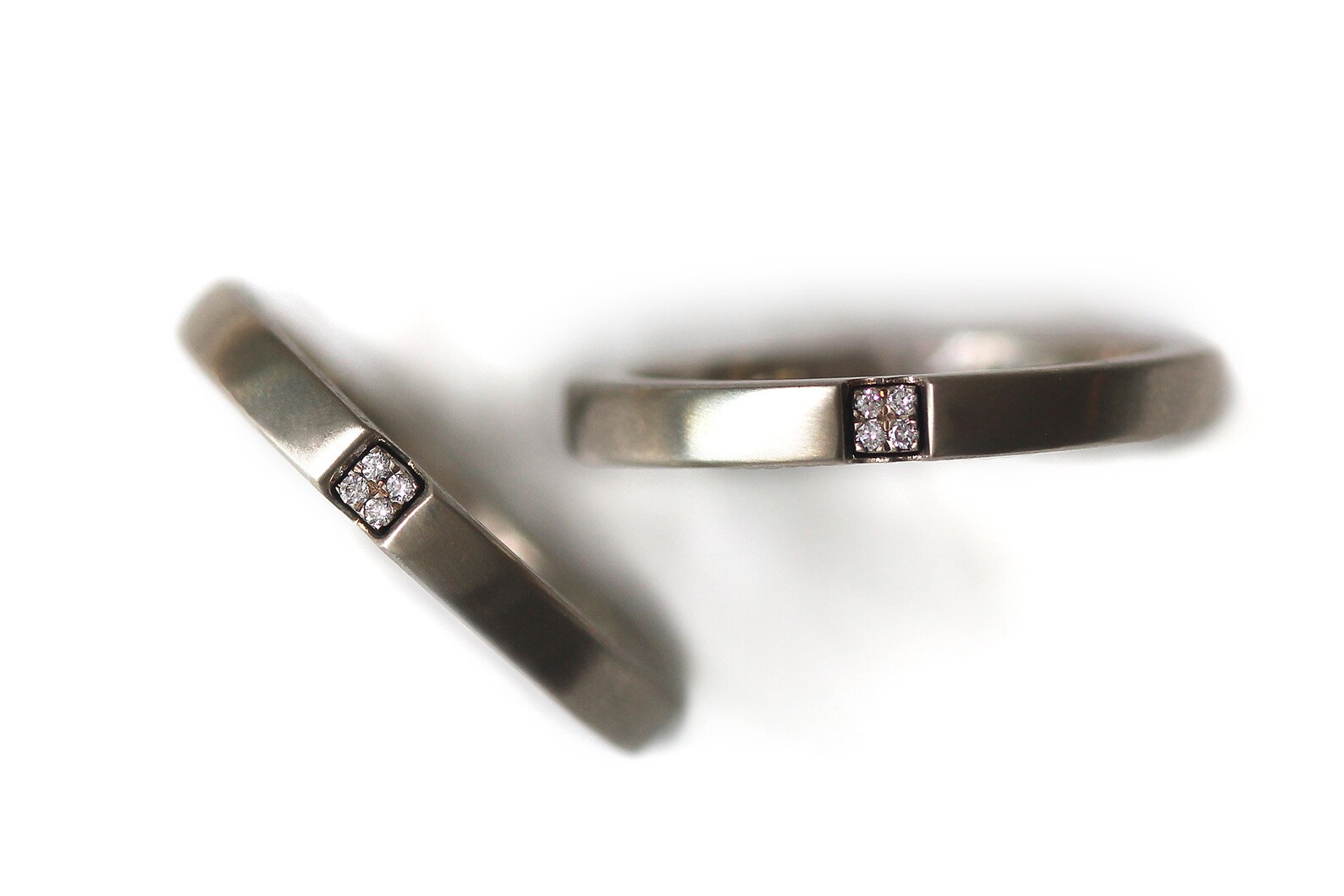 COUPLE Rings-thin Wedding Band White Gold Natural Look in - Etsy
