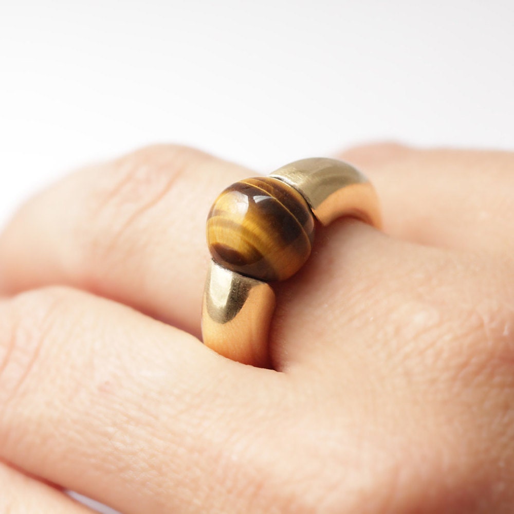 Tiger Eye Ring unique Stone Ringunique Silver Ring Gold - Etsy