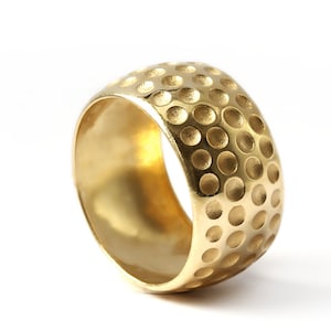 14k Golf Ball Ring,mens Wedding Band, Textured Dimple Pattern Band ...