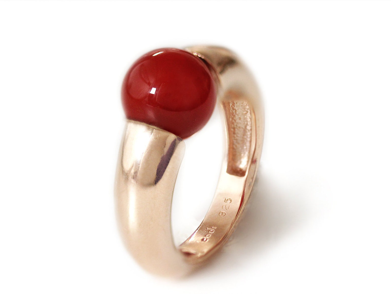 Red Stone Ring in Rose Gold Simple Ring Design Solitaire - Etsy