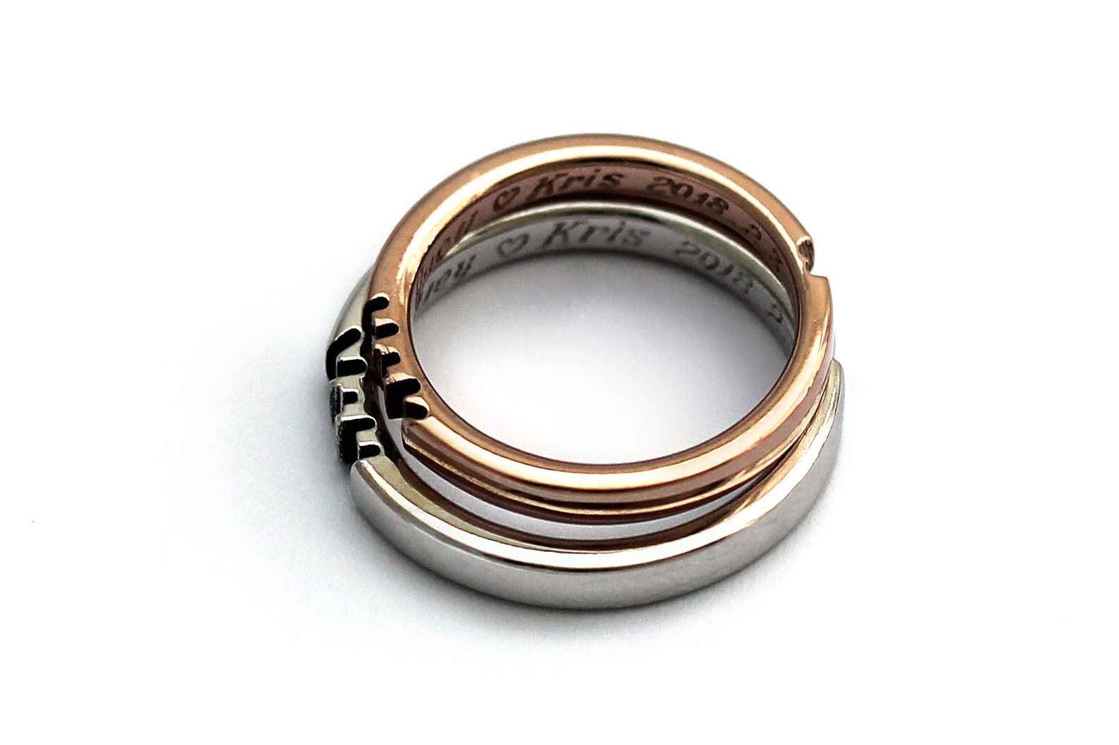 Initials Matching Set Promise Ring in Rose Gold Heart Wedding - Etsy