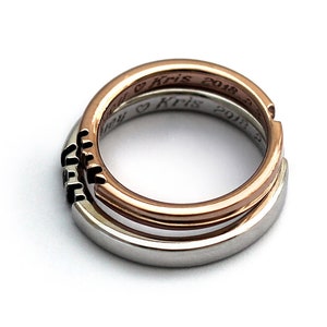 Initials Matching Set Promise Ring in Rose Gold, Heart Wedding and ...
