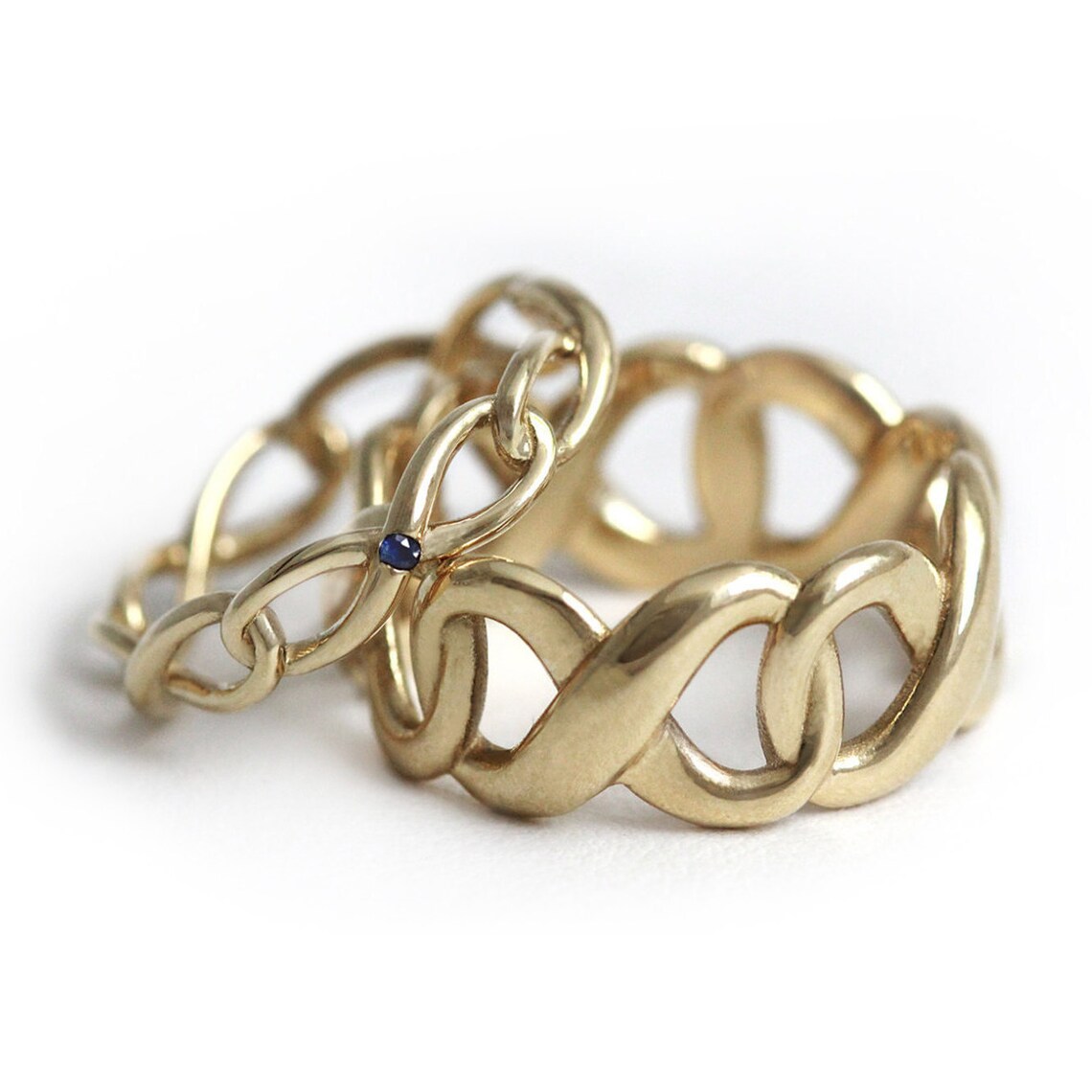 Infinity Ring Set Infinity Knot Ring Blue Sapphire Ring - Etsy
