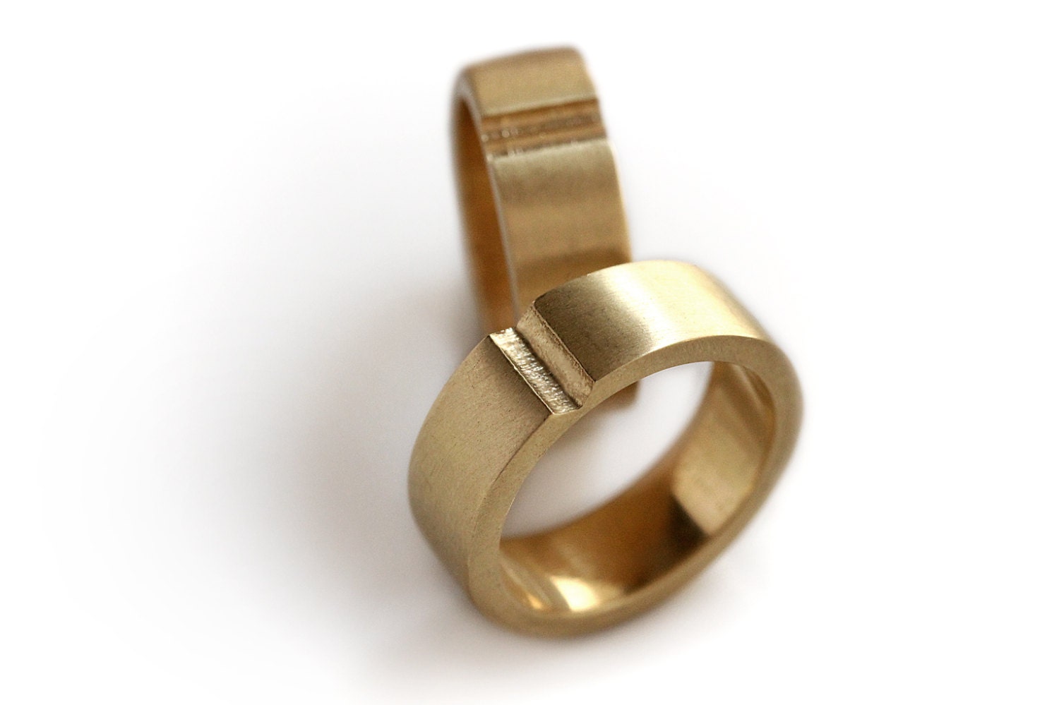 Gold Heart Rings Mens Wedding Band Wedding Ring Set Couples - Etsy