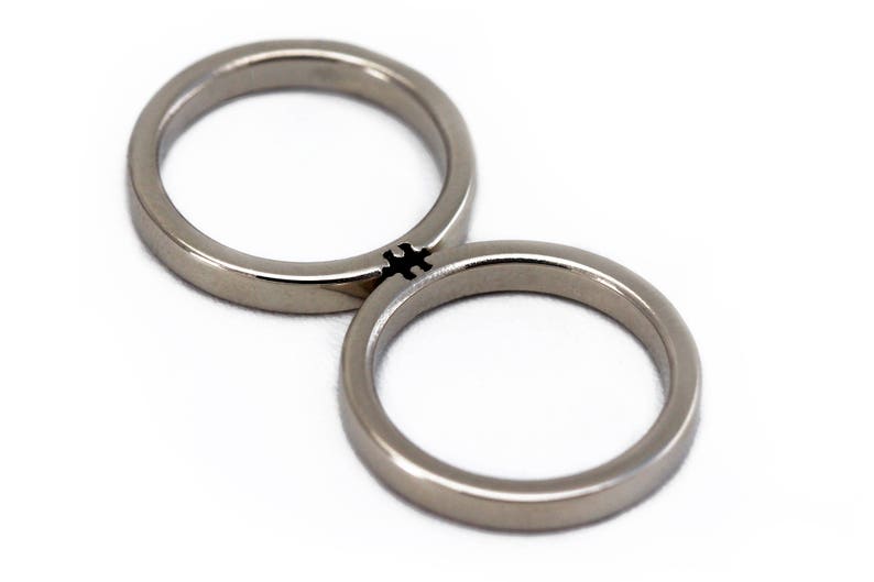 Puzzle Rings, Matching Rings, 2 Rings in White Gold, Matching Wedding ...