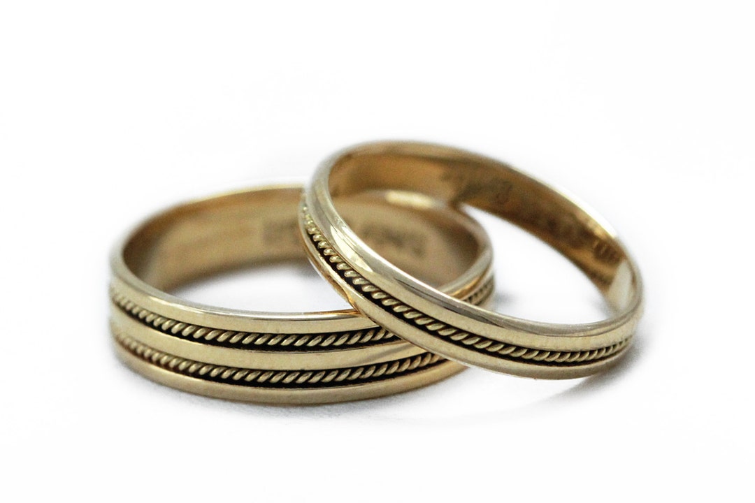 Gold Filigree Wedding Ring Sets - Braided Bands -wedding Band for Men ...