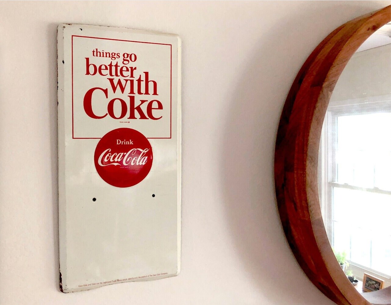 Sale Vintage 60s Coca Cola Embossed Metal Wall Sign Things Go Better ...