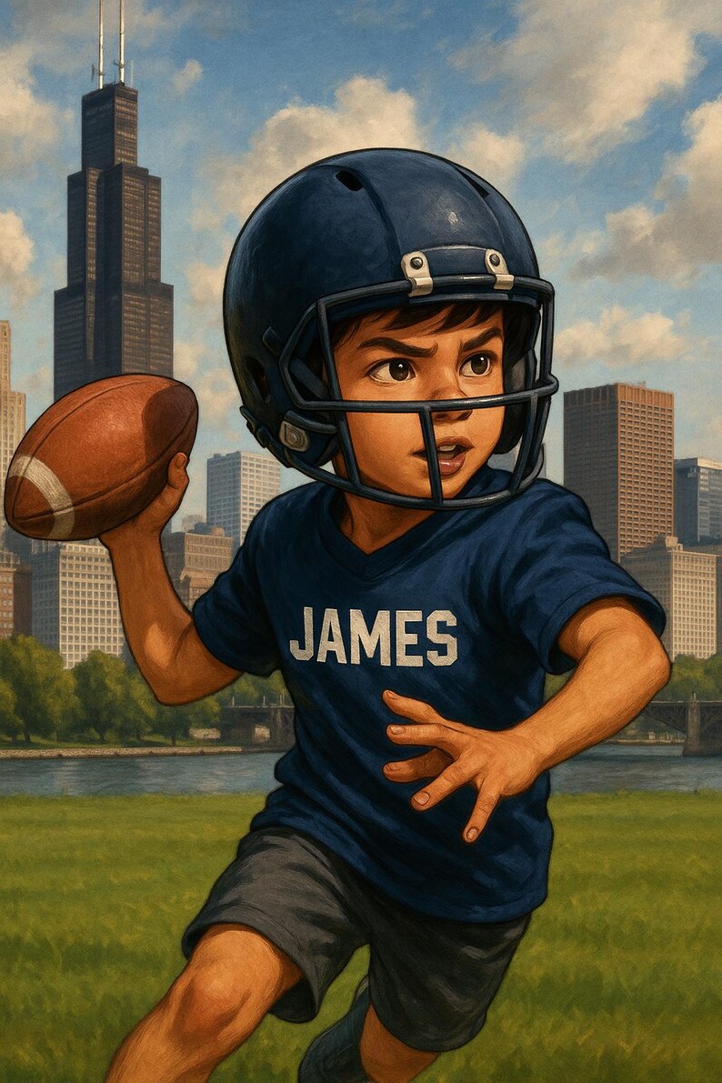 Custom Sports Portrait for Kids – Personalized Character Art With Name ...