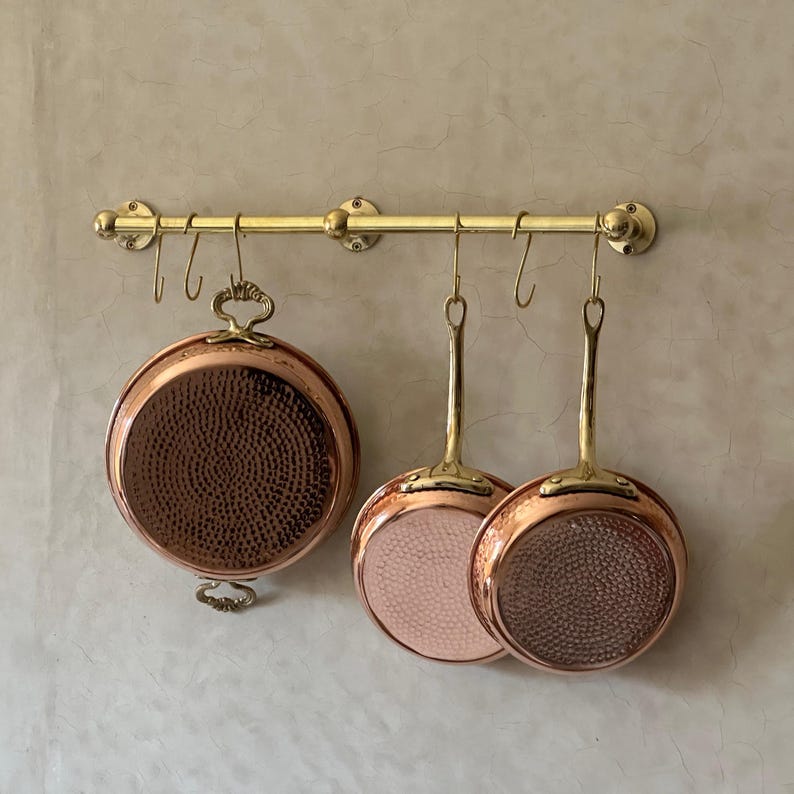 Custom Made Unlacquered Brass Pot Rail Rack + S Shaped Solid Brass ...
