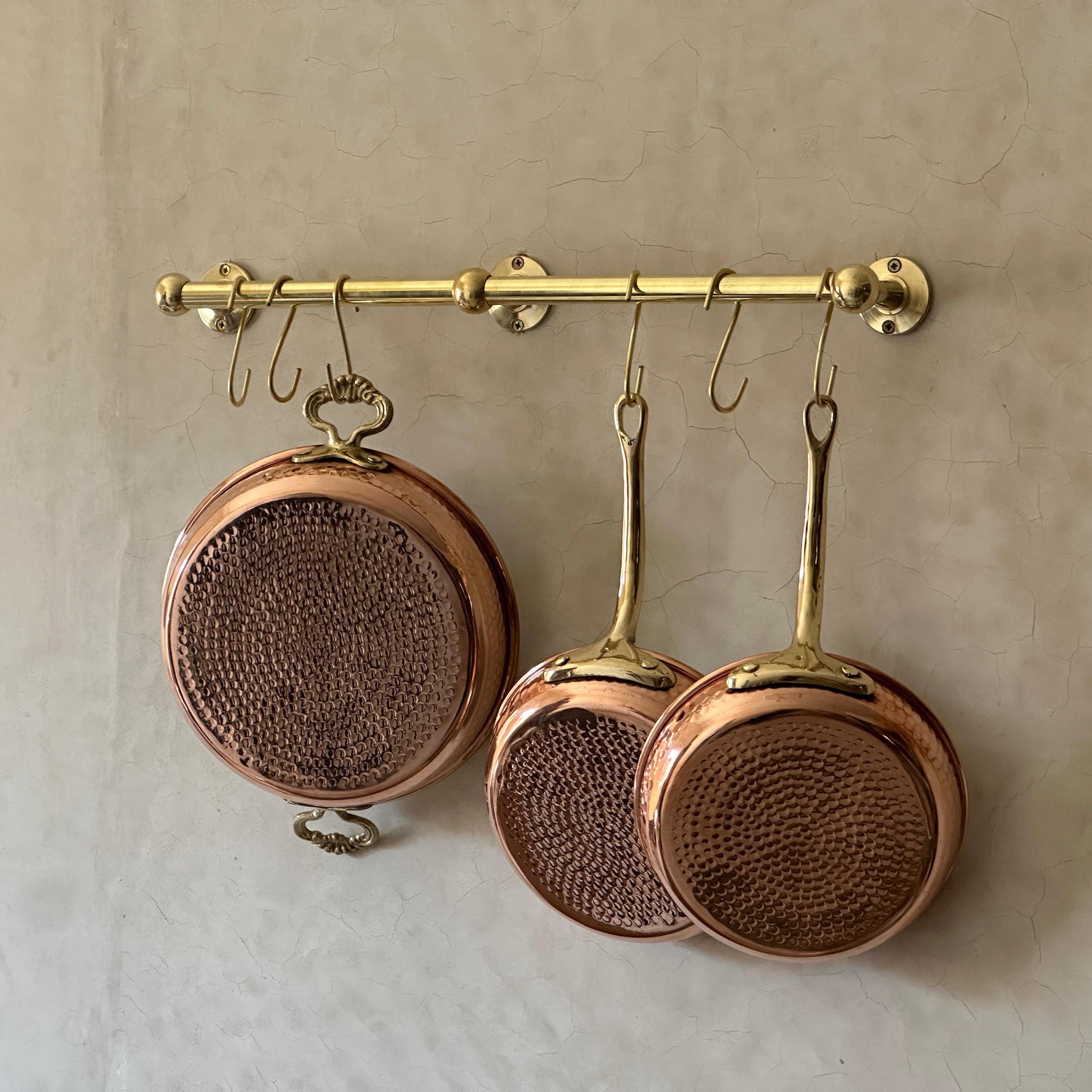 Custom Made Unlacquered Brass Pot Rail Rack + S Shaped Solid Brass ...